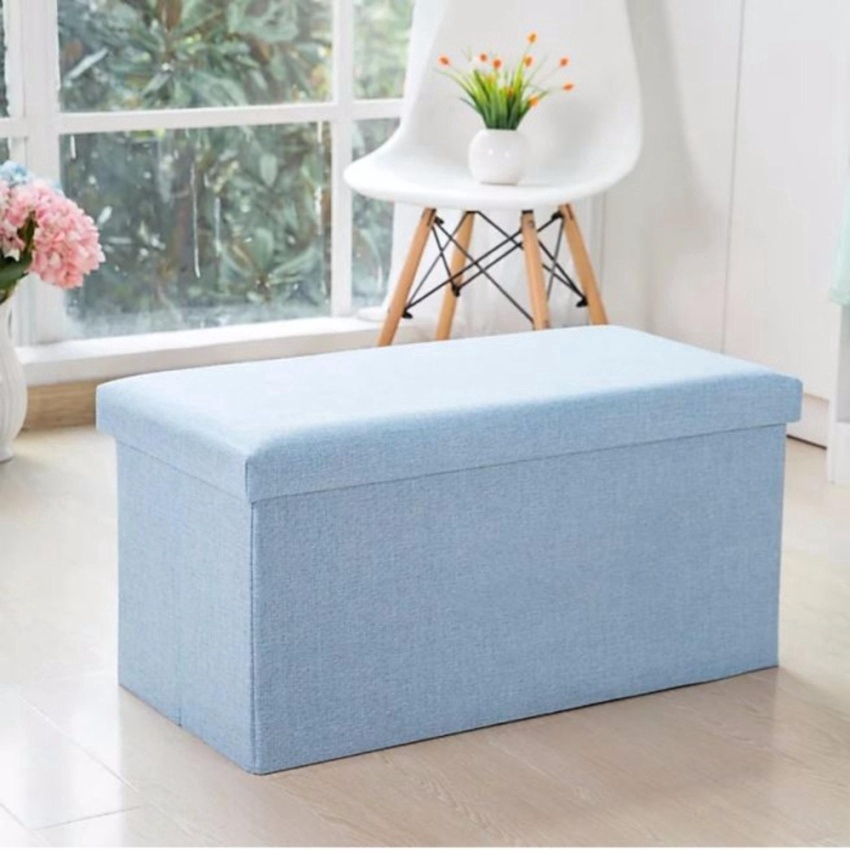 FOREVER Foldable Storage Ottoman Bench - 50cm (Blue) | Shopee Singapore