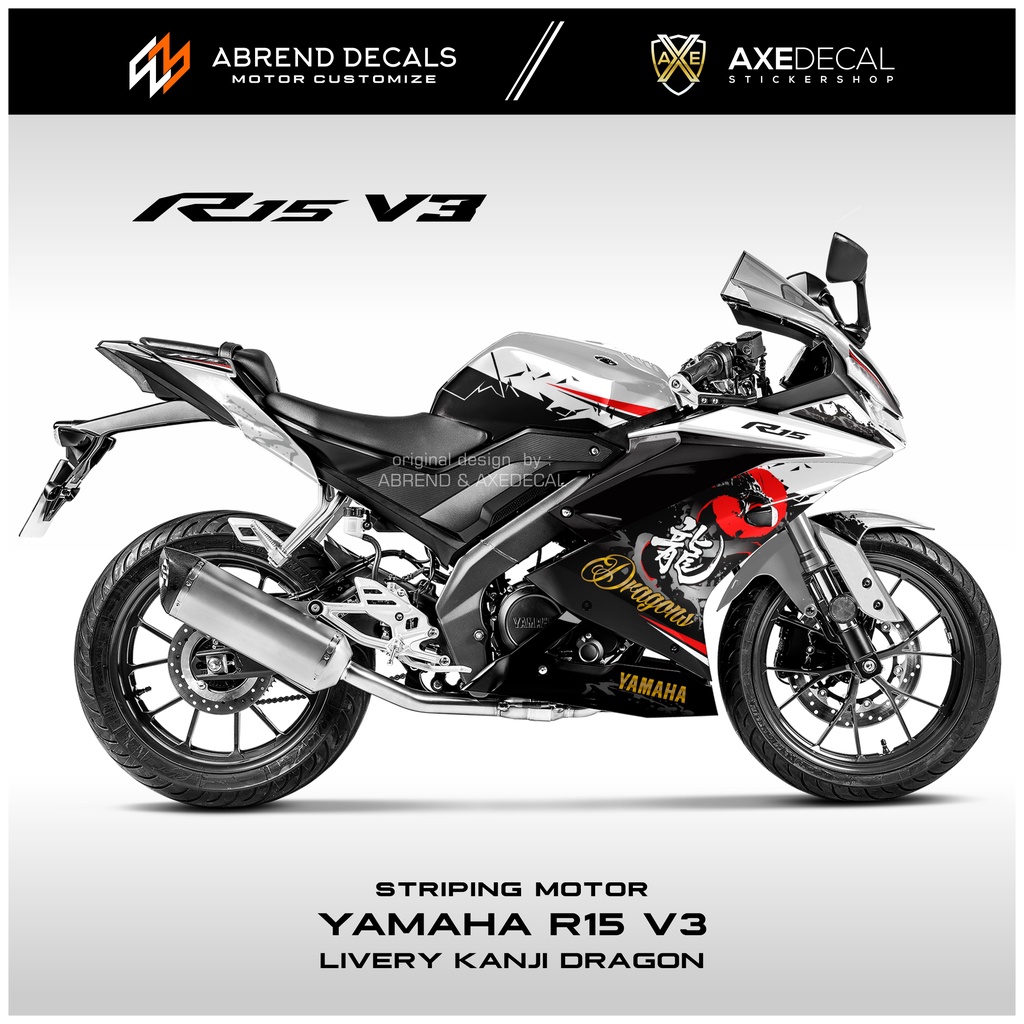 Yamaha R15 v3 Kanji Dragon Striping / R15 v3 Motorcycle Sticker Custom ...