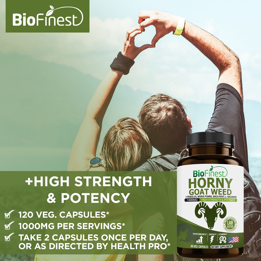 Biofinest Horny Goat Weed 1000mg - Maca Tribulus L Arginine - Men Women ...