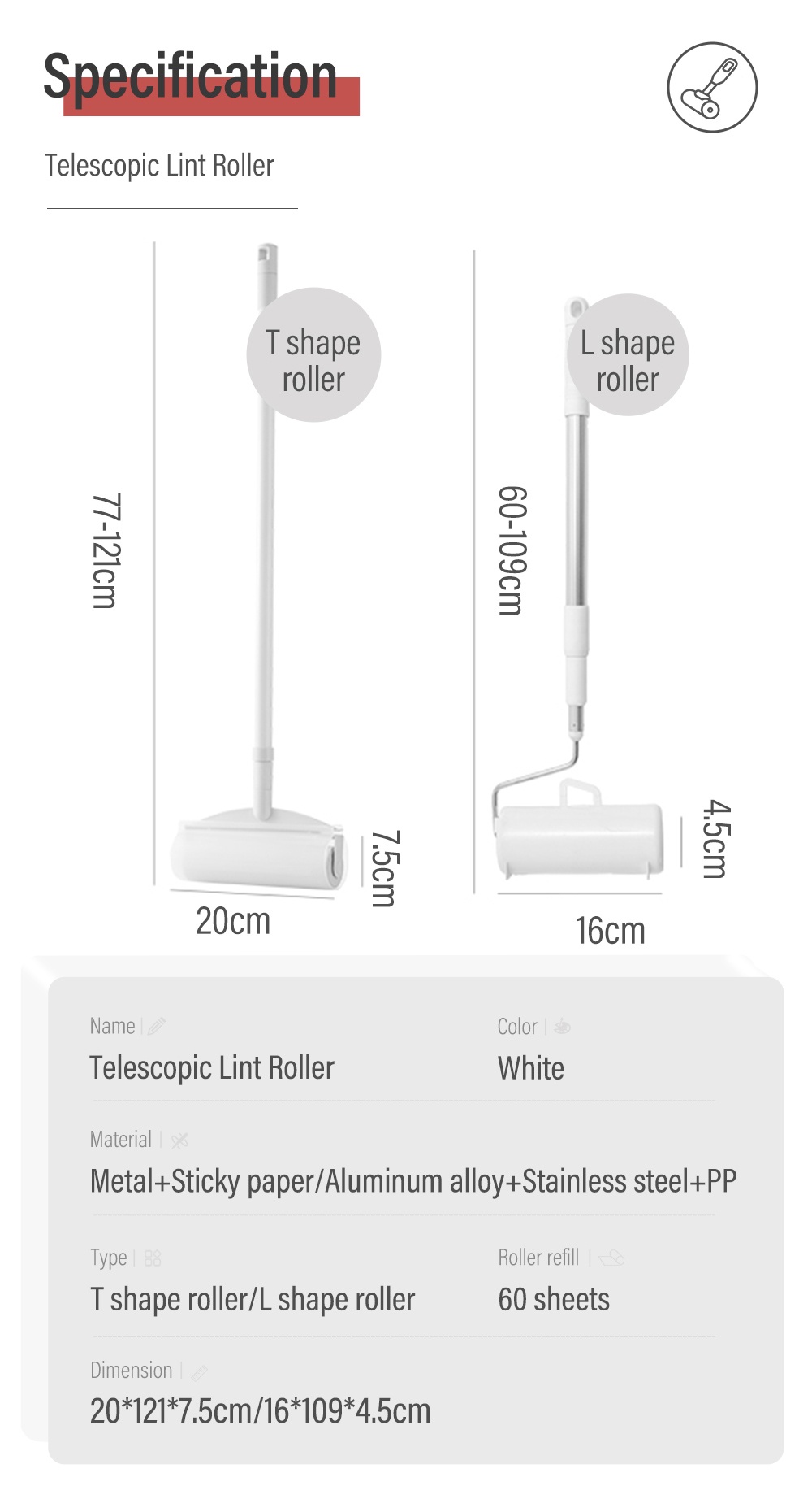 High-end Telescopic Lint Roller Extendable Rod Sticky Mops Dust Pet Fur ...