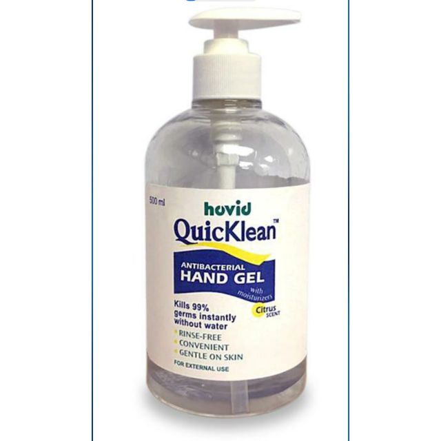 HOVID QUICKLEAN INSTANT ANTIBACTERIAL HAND GEL SANITIZER 500ML (EXP 04/ ...