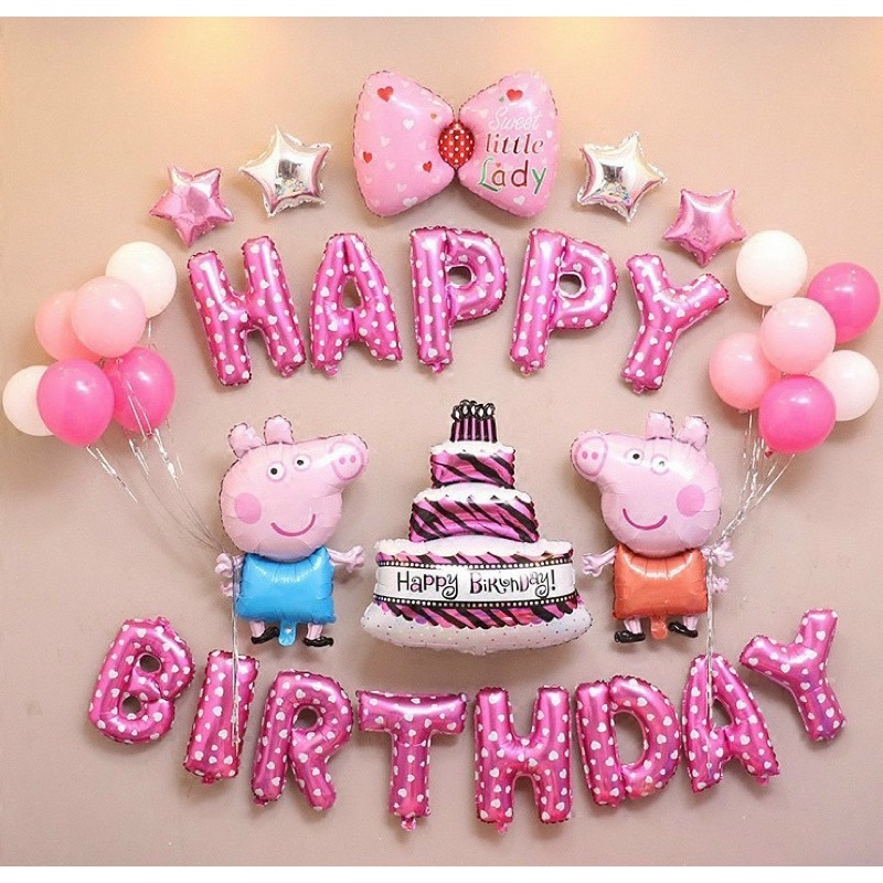 Peppa Pig Birthday Decoration Set (with hand pump) | Shopee Singapore