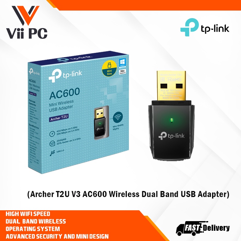 TP-LINK Archer T2U AC600( 5GHz + 2.4GHz )Mini Wireless Dual Band USB ...