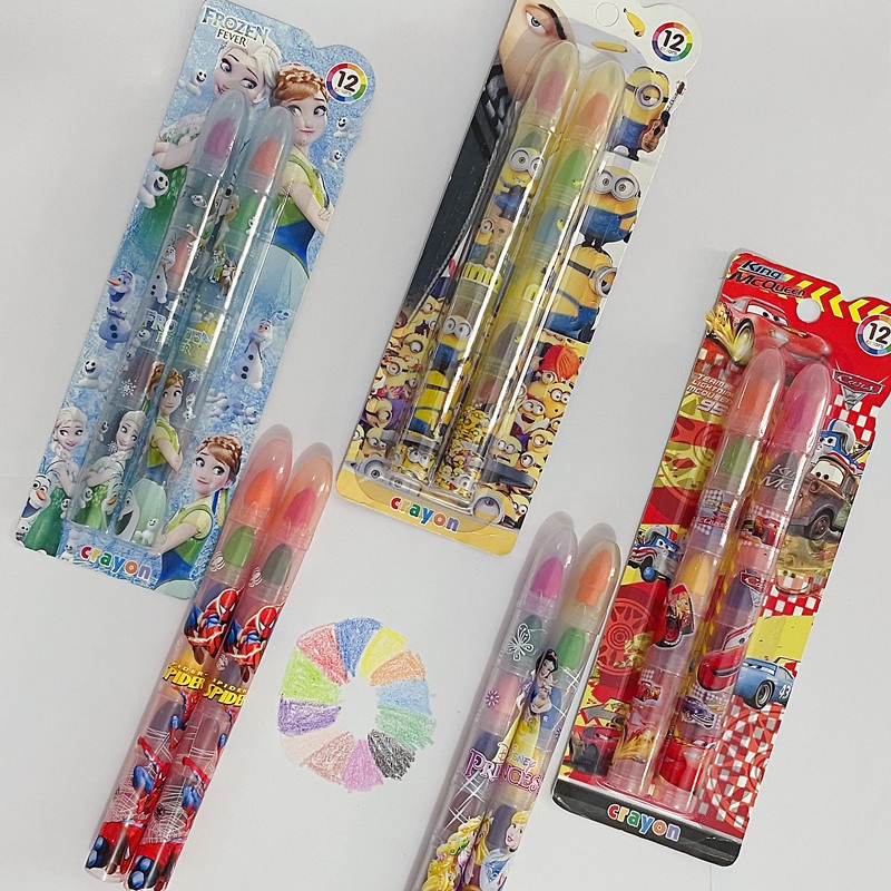 RUIXIANG 2pcs/set Cartoon Kids Green Crayons 12-color Interchangeable ...