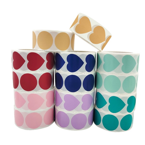 500 PCs/Roll Love Heart Shaped Label Sticker Scrapbooking Package Gift ...