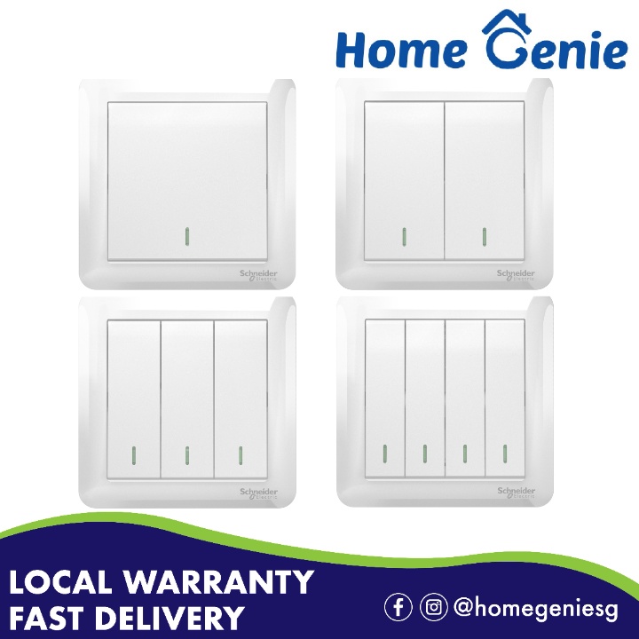 Schneider Affle Plus 10AX 250V 1/2/3/4 Gang 1/2 Way Switch with ...