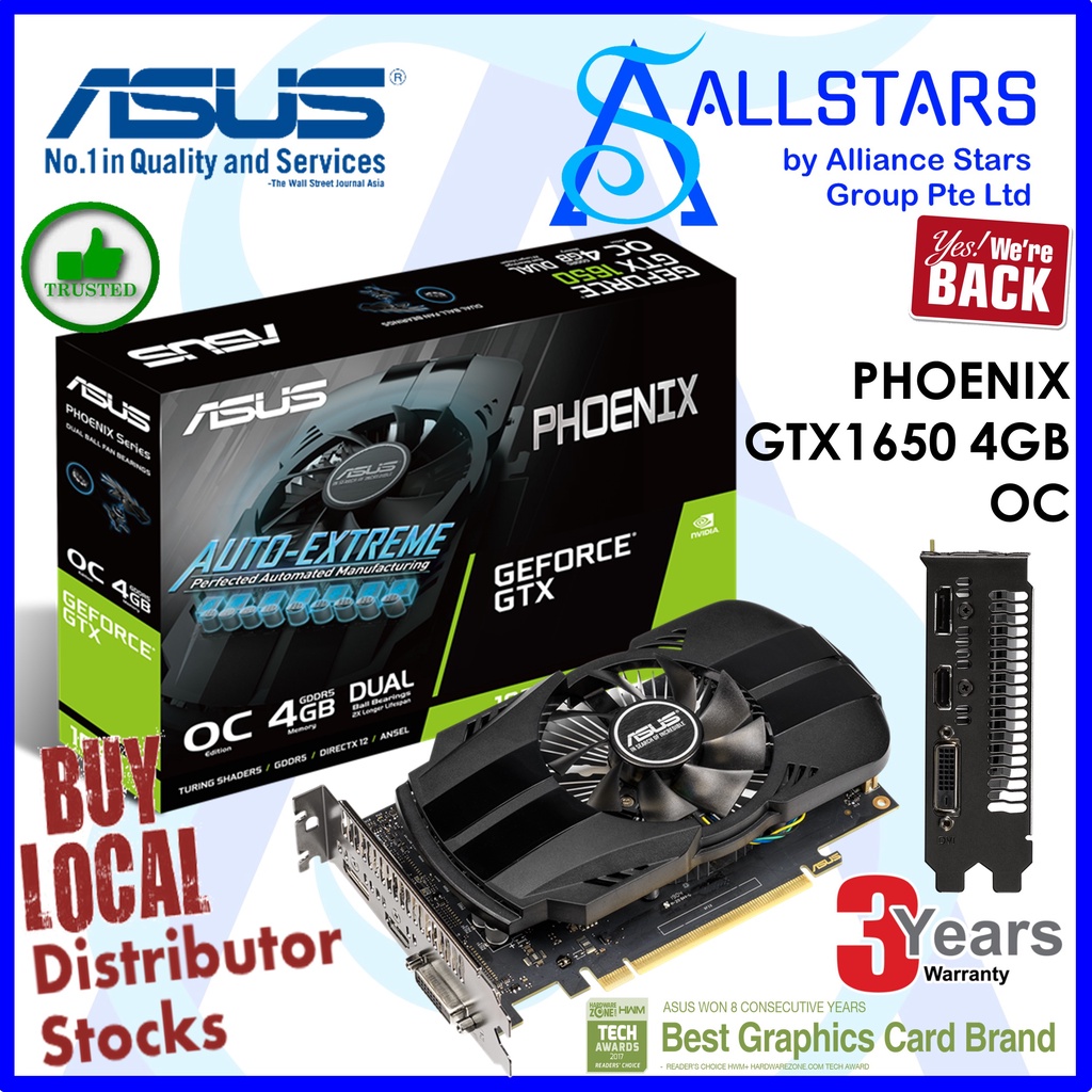 Asus Phoenix GTX 1650 / NVIDIA GTX1650 4GB PCI-Express x16 3.0 Gaming Graphic Card (PH-GTX1650 ...