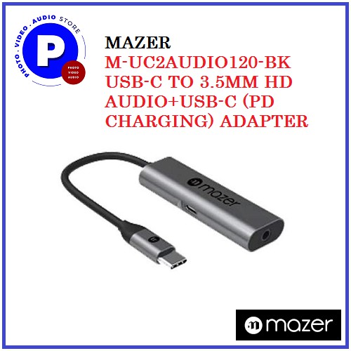 MAZER M-UC2AUDIO120-BK USB-C TO 3.5MM HD AUDIO+USB-C (PD CHARGING ...