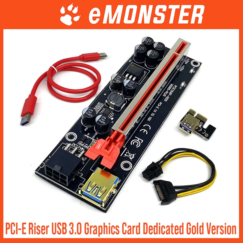 PCI-E Riser Card GPU Extender PCI Express 1X to 16X Extension Graphics ...