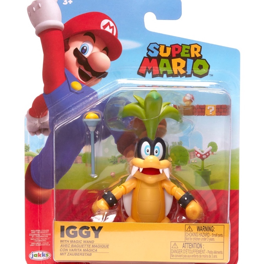 Super Mario 4 inch Iggy with Magic Wand Articulated and Bendable Action ...