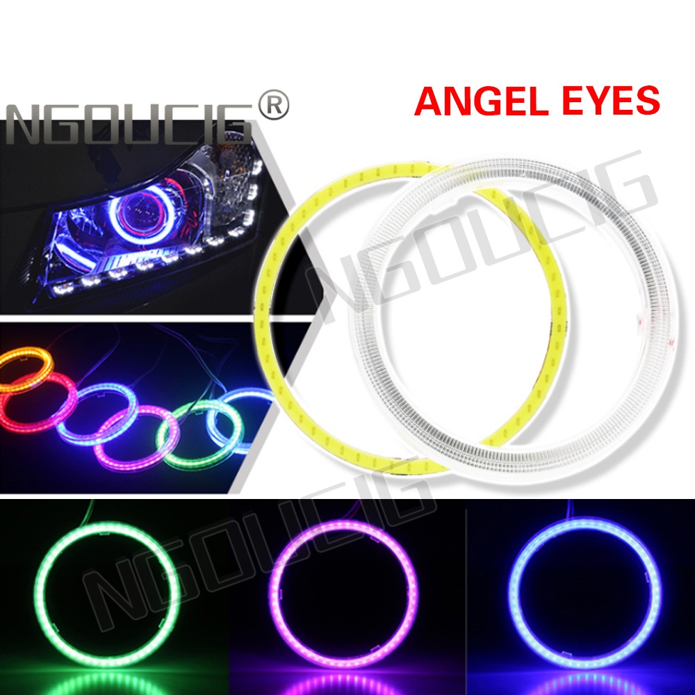 NGOUCIG Ultra Bright COB LED Angel Eyes Halo Ring Headlight DRL Fog ...