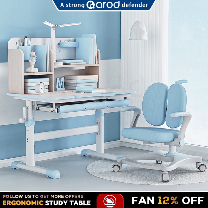 Ergonomic Kids Study Table Children Kids Table and Chair Set, Height ...