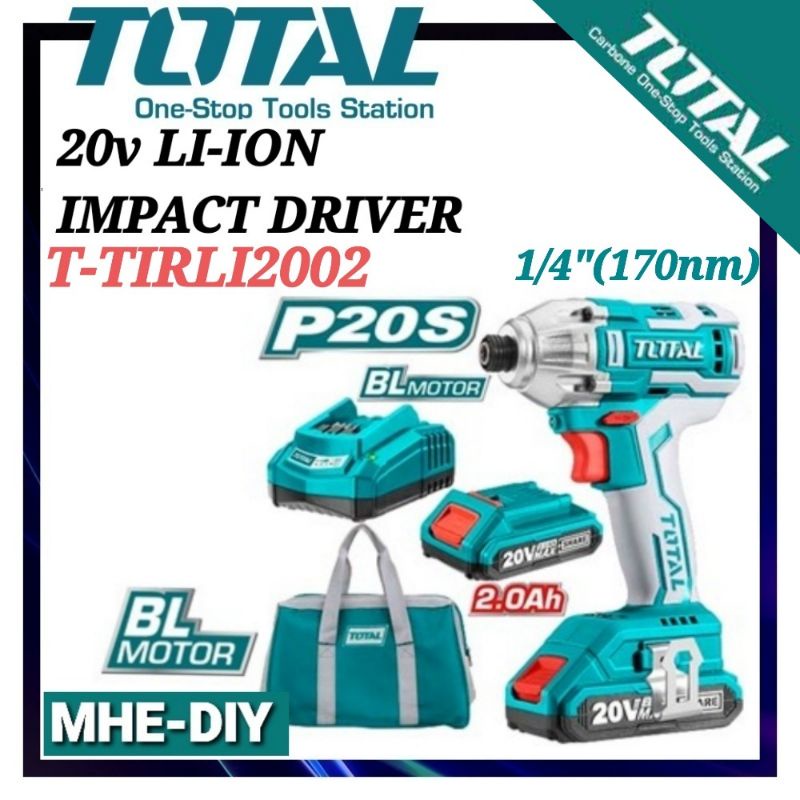 MHE-DIY TOTAL 20V LI-ION 1/4" IMPACT DRIVER SET(T-TIRLI2002) | Shopee ...