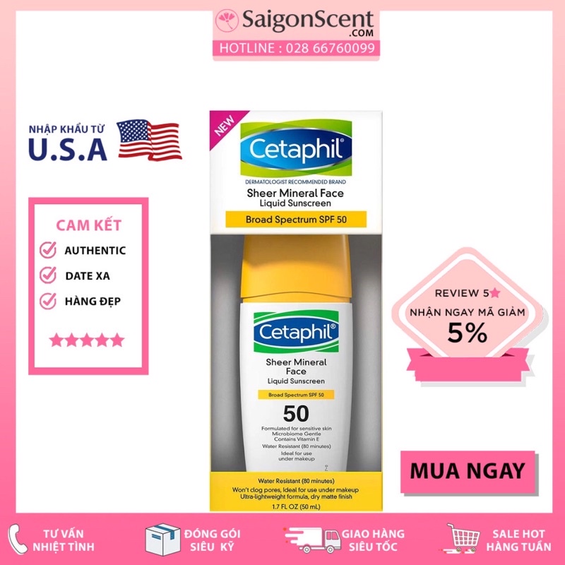 Cetaphil Sheer Mineral Liquid Sunscreen SPF 50 (50mL) | Shopee Singapore