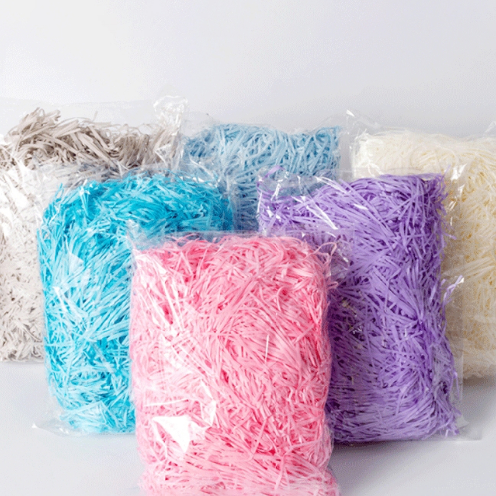 100g color shredded crepe paper raffia candy box DIY gift filling ...