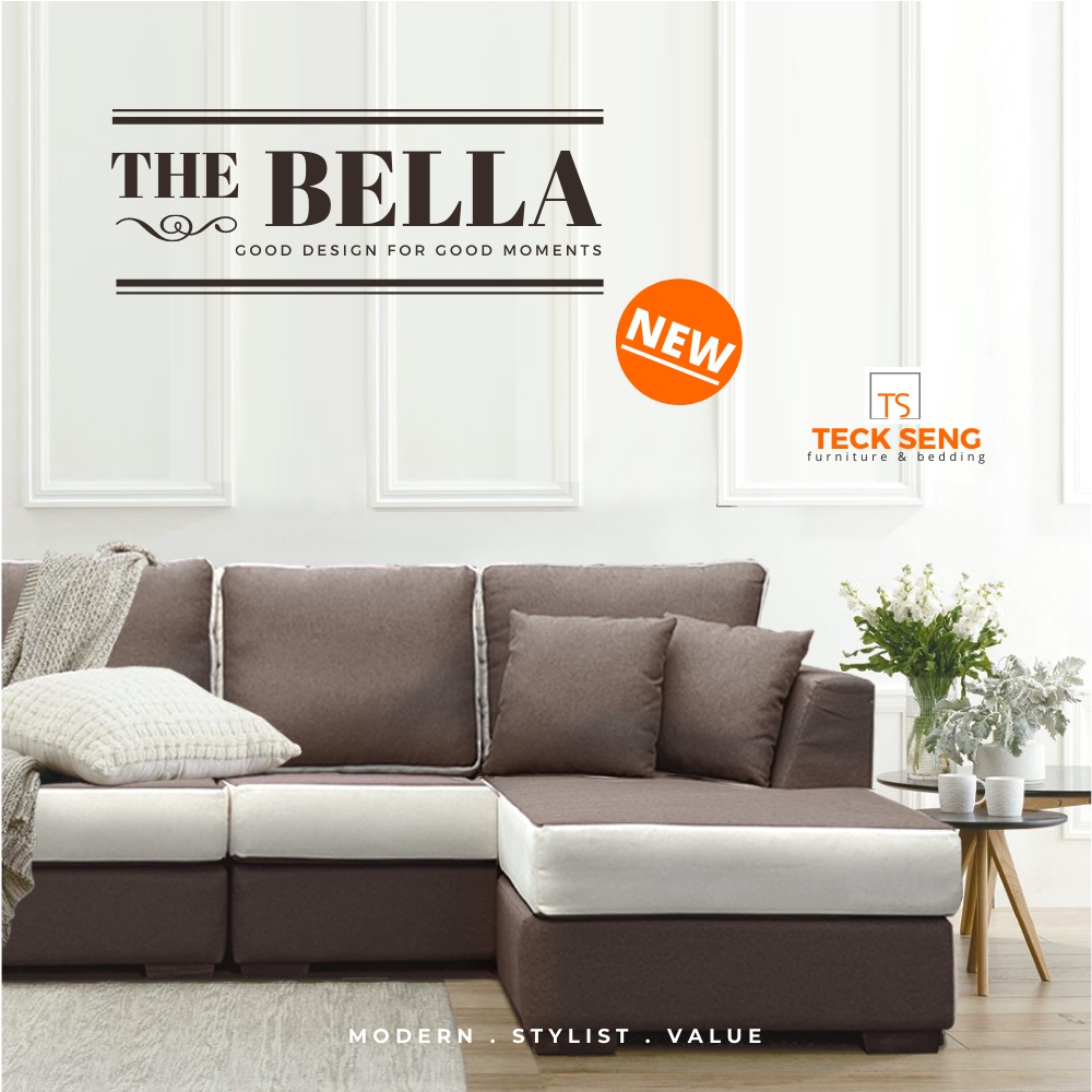 [TECK SENG] Modern 4 Seater L Sofa / The Bella - Modern Minimalist Sofa ...