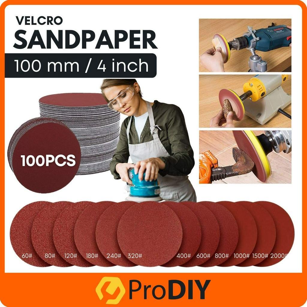 100pcs Round Sand Paper 4" Flocking Velcro Self Adhesive 100mm ...