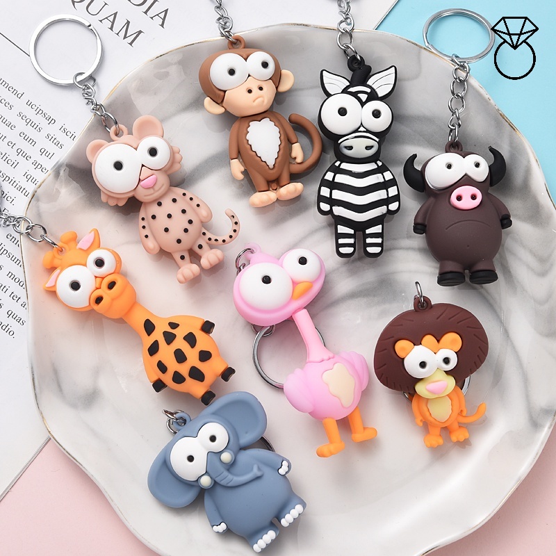 Animal Doll Big-eyed Cute Monkey Keychain Giraffe Naive Elephant ...