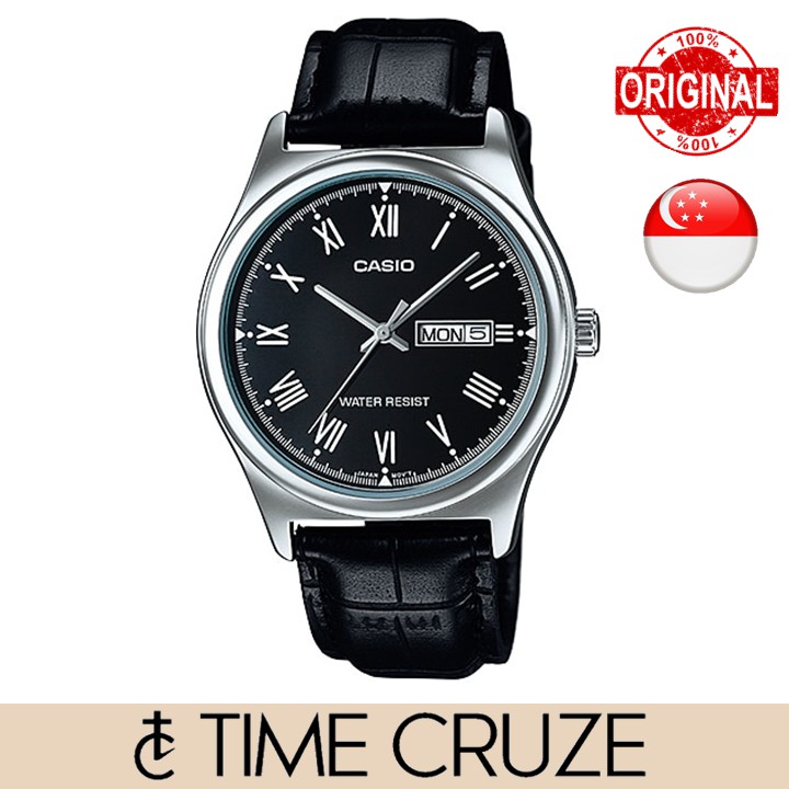 [Time Cruze] Casio MTP-V006 Analog Quartz Black Leather Black Dial Men Watch MTP-V006L-1BUDF MTP ...