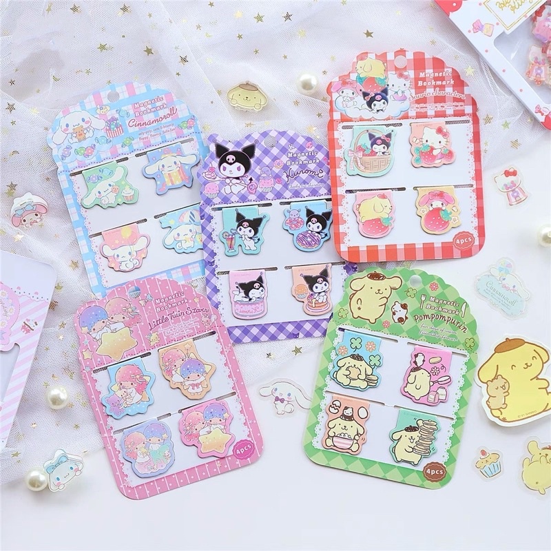 💥RESTOCK💥Sanrio Magnetic Bookmark Set of 4🔖Kuromi🔖Cinnamonroll 🔖 ...