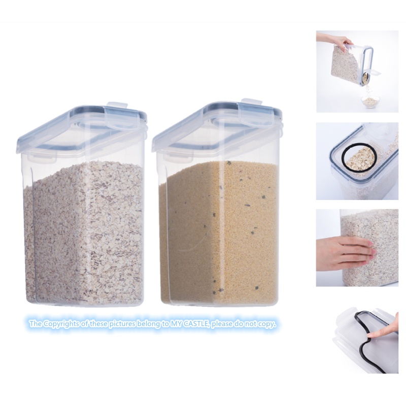 MYCASTLE Large 4L Dry Food Storage Container, Airtight Cereal Dispenser ...