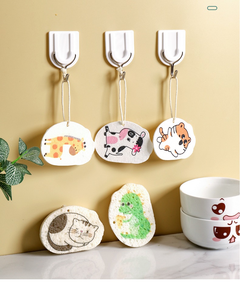 *SG SELLER* Cute Cartoon Compressed Wood Pulp Magic Sponge Dishwashing ...
