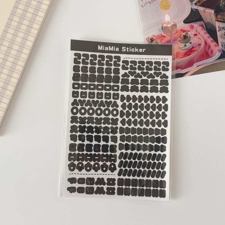 [MIAMIA] BASIC BLACK KOREAN ALPHABET DECO HANGUL HANGEUL REMOVABLE ...