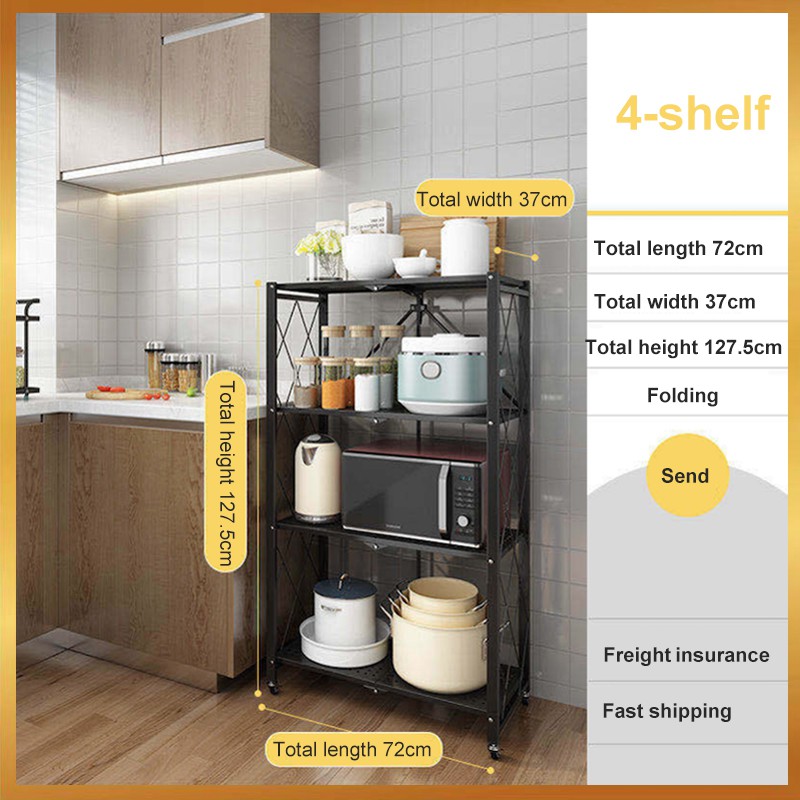[SG Ready Stocks]Folding Storage Rack with Wheel Movable for Kitchen ...