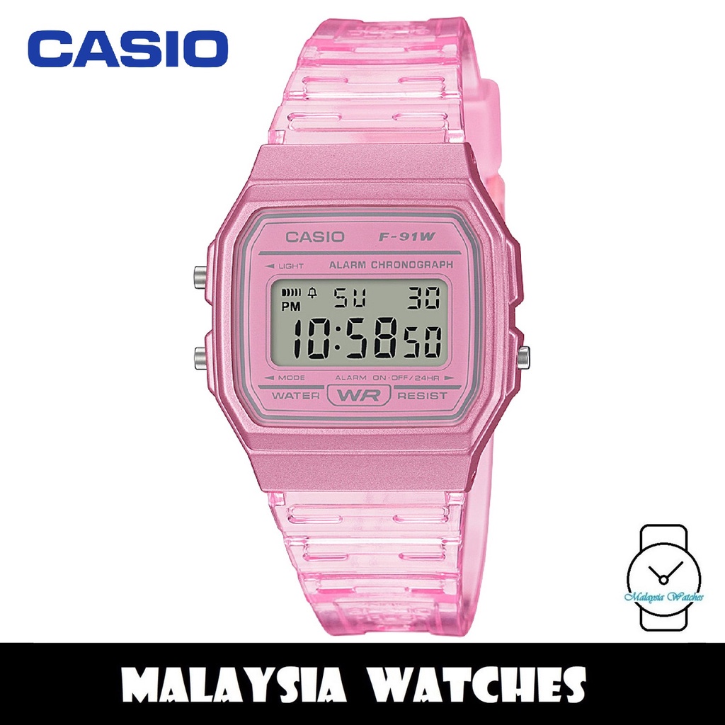 Casio F-91WS-4 Youth Digital Pink Transparent Resin Watch F91 F-91 ...
