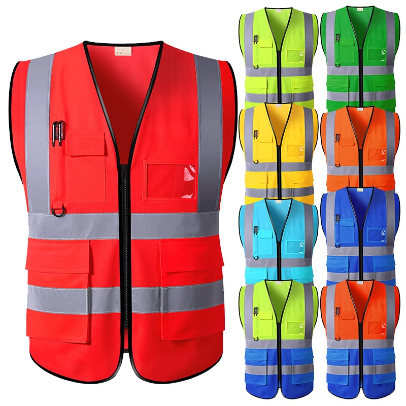 Safety Vest Big Size 5XL Construction Safety Vest with Pockets Red ...
