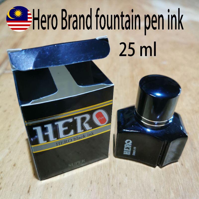 Hero brand black fountain pen ink 25ml英雄牌黑色鋼筆墨汁 | Shopee Singapore