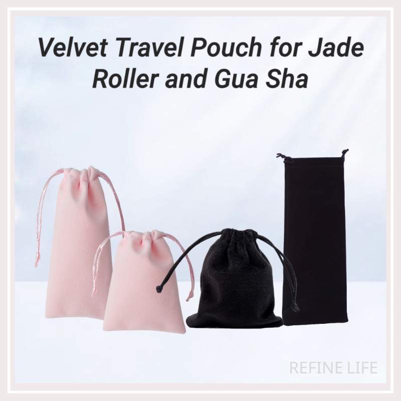 🇸🇬 Velvet Travel Pouch for Jade Roller and Gua Sha / Jade Roller Bag ...