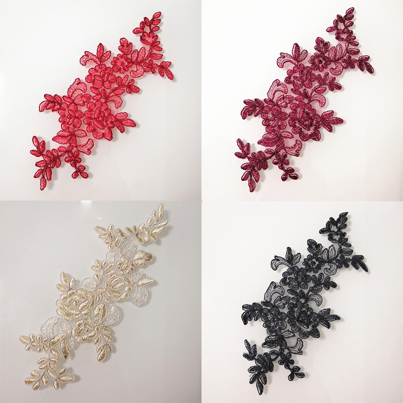 1pair Dress Tulle Bridal Embroidery DIY Motif Wedding Trims Lace 3D ...