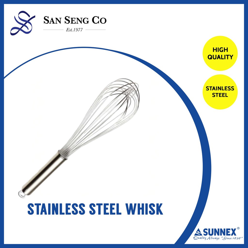 San Seng Sunnex Professional Stainless Steel Whisk 25cm-50cm | Shopee ...