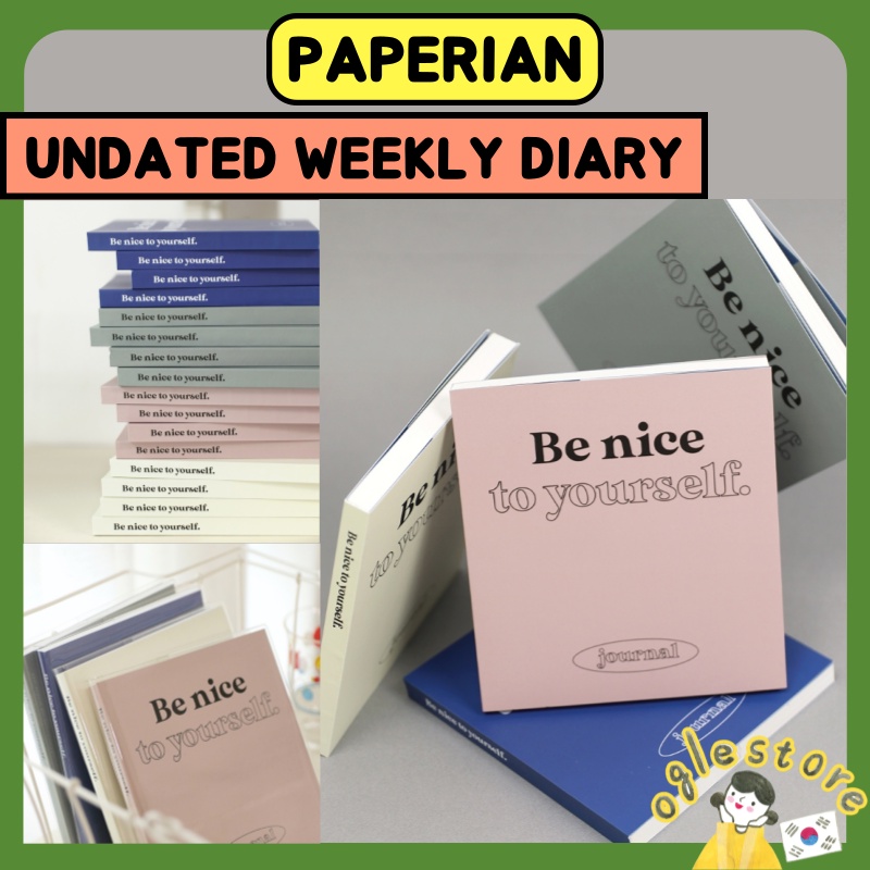 Paperian Undated Diary Journal Be nice to yourself PVC Cover 120gsm ...