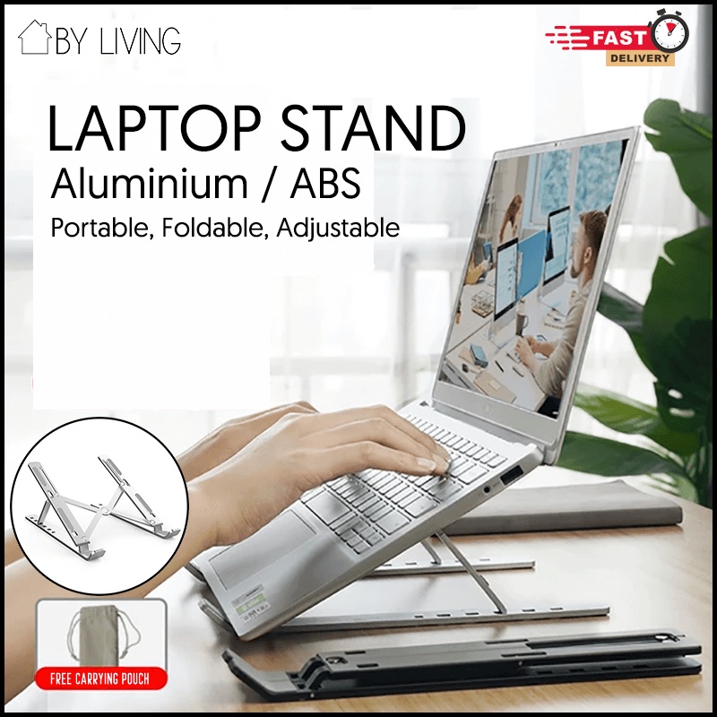 Laptop Stand Portable Aluminium / ABS Adjustable Height | Shopee Singapore