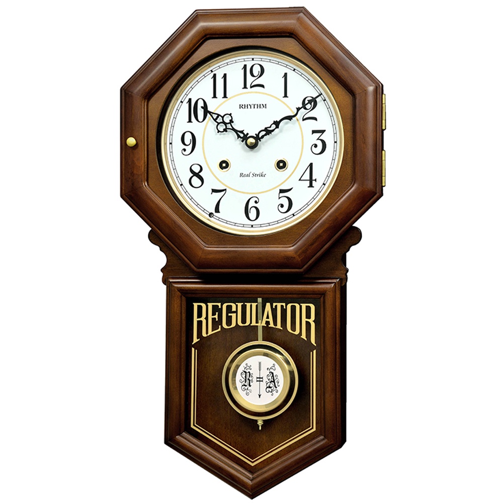 Rhythm Pendulum Wall Clock with Mechanical Gong Strike CMJ586NR06 ...