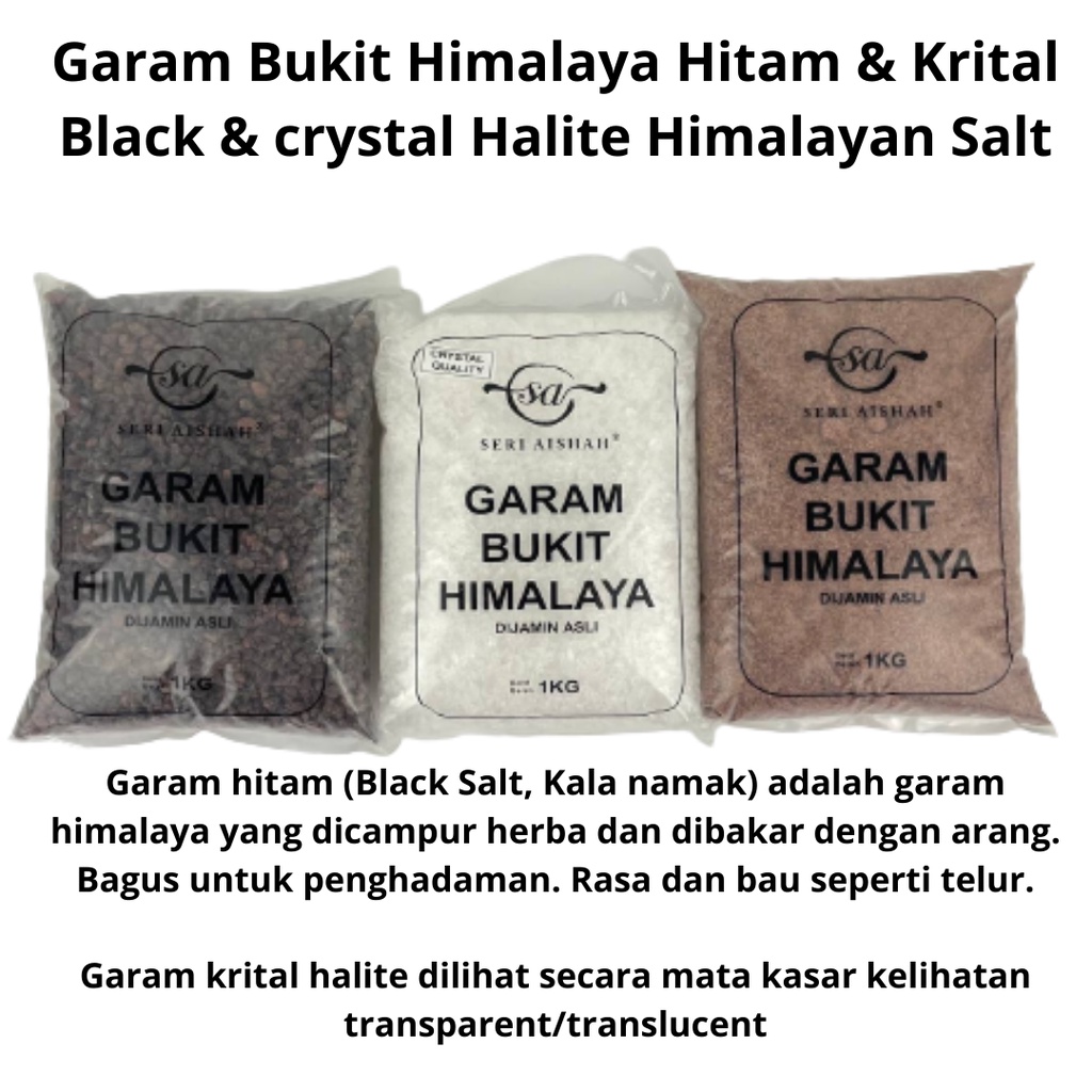 SERI AISHAH Black Salt Kala Namak Garam Bukit Hitam Himalayan Salt ...