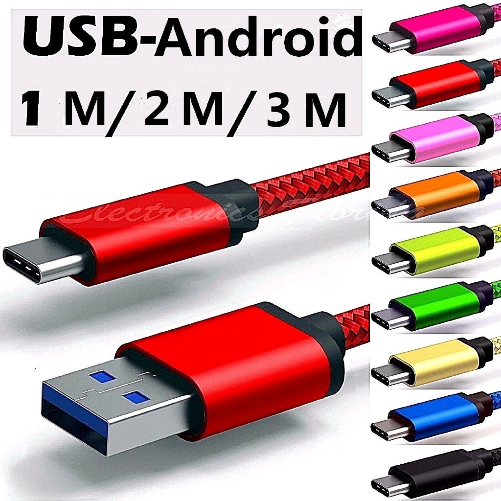 1/2/3M Braided Micro USB Fast Charging Cable Cord Sync For Android ...