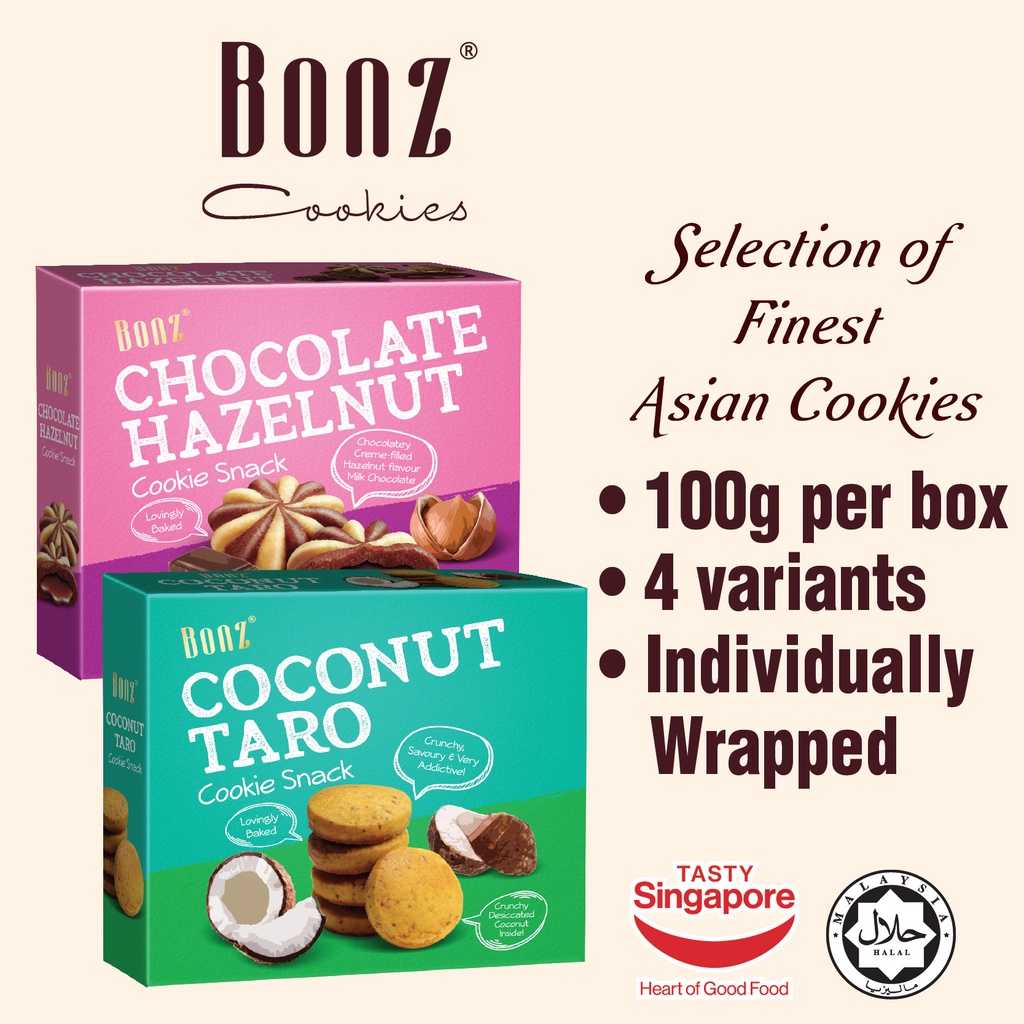 BONZ Premium Cookie Snacks with Asian Flavours 100g per box x 4 ...