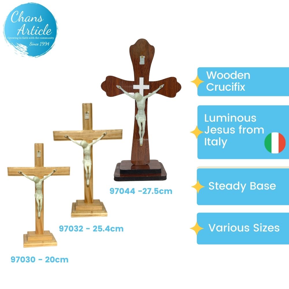 Jesus Standing Crucifix with Italian Made Luminous Figure Wooden ...