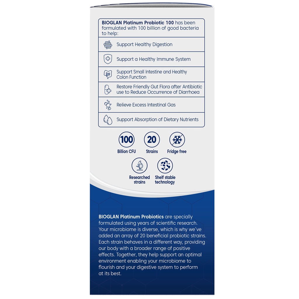 [B1G1] BIOGLAN Platinum Probiotic 100B Ultimate Strength 30caps ...
