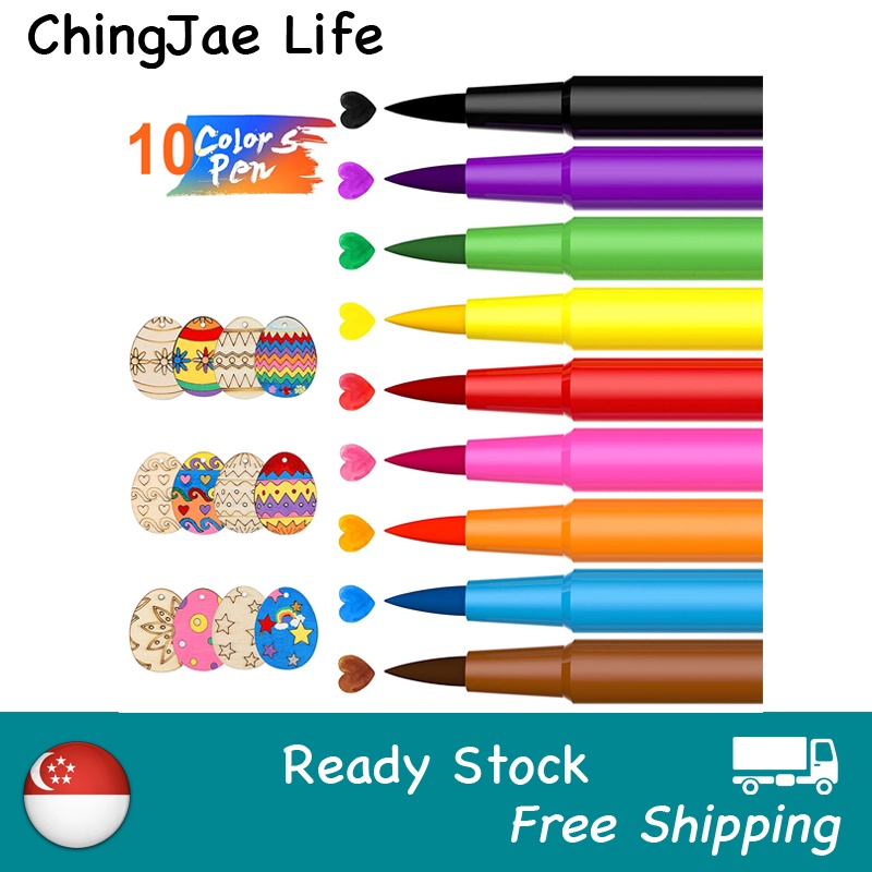 10Color Edible Pigment Pen Brush Food Coloring Pen for Drawing Biscuits ...
