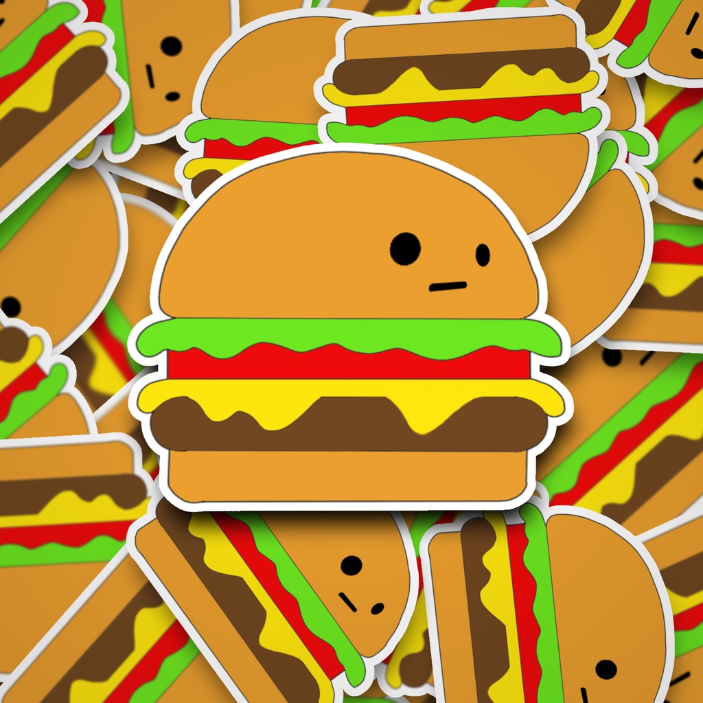 Burger Sticker, Waterproof Vinyl Die Cut, laptop and water bottle large ...