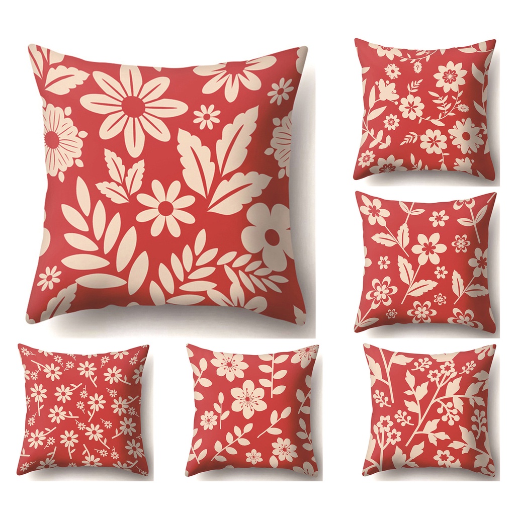Red Flowers pillow case 60 × 60.50 × 50.45 × 45.40 × 40.New year decor ...