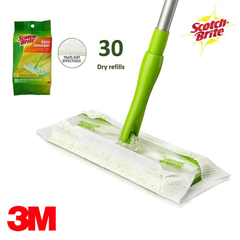 [SG Ready Stock] 3M Scotch-Brite Easy Sweeper Mop with Free Dry 30 Pcs ...