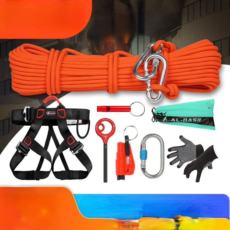 Family Emergency High-Rise Building Escape Rescue Rope Fire Emergency Kit 9-Word Ring Descent ...