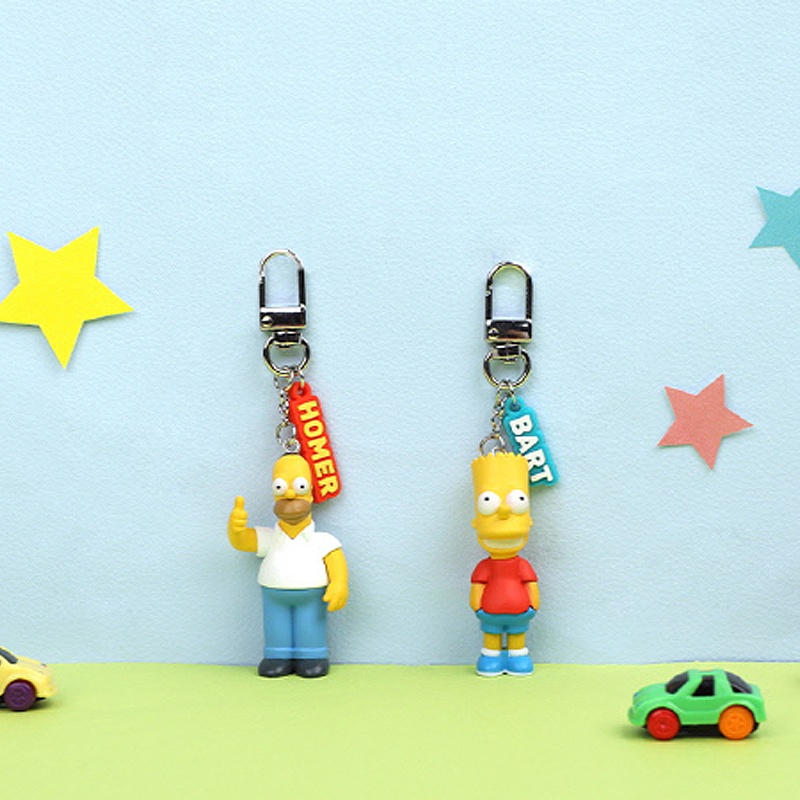 The Simpsons Figure KeyRing Homer Bart Bag Charm Accessory Key Chain ...