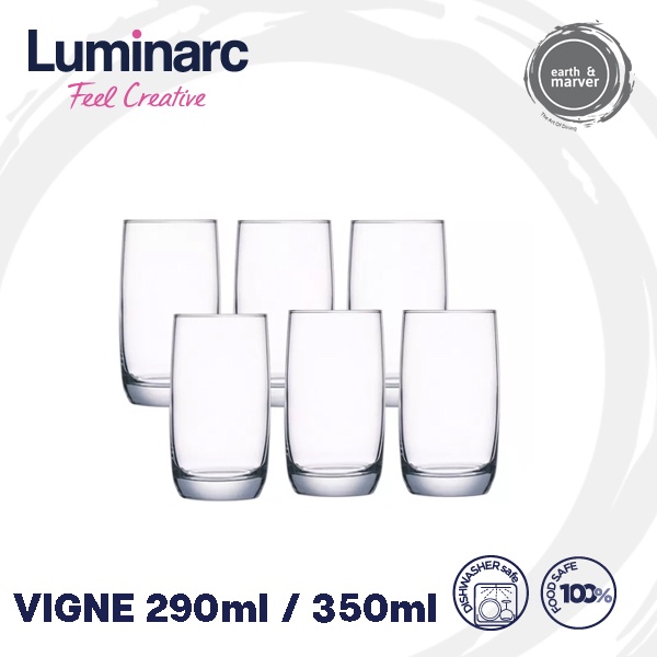 ( Local Stock) Luminarc 6 pcs Vigne 290ML - 350ML Tumblers / Drinking ...