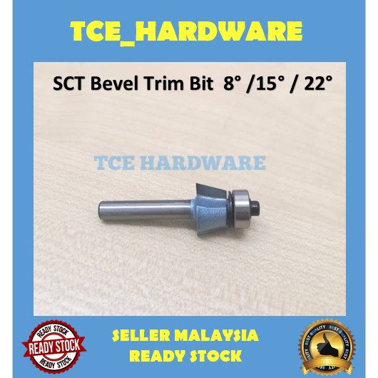 SCT 15 Deg Bit Bevel Trim Router Bit Single Bearing 8 (8 Degree) , 15 ...